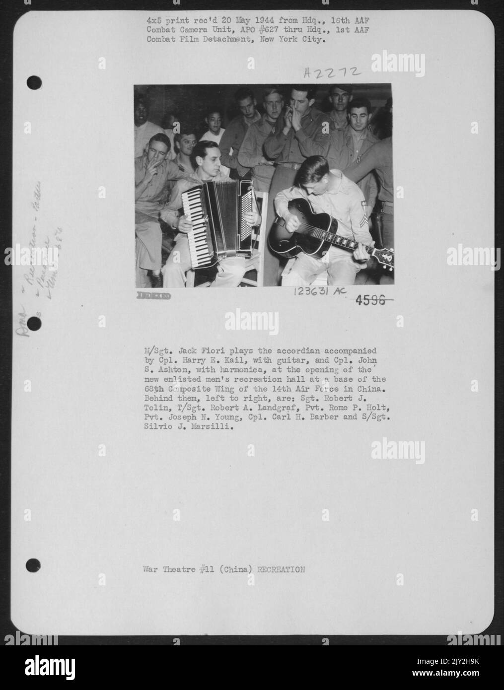 M/Sgt. Jack Fiori Plays The Accordian Accompanied By Cpl. Harry E. Kail ...