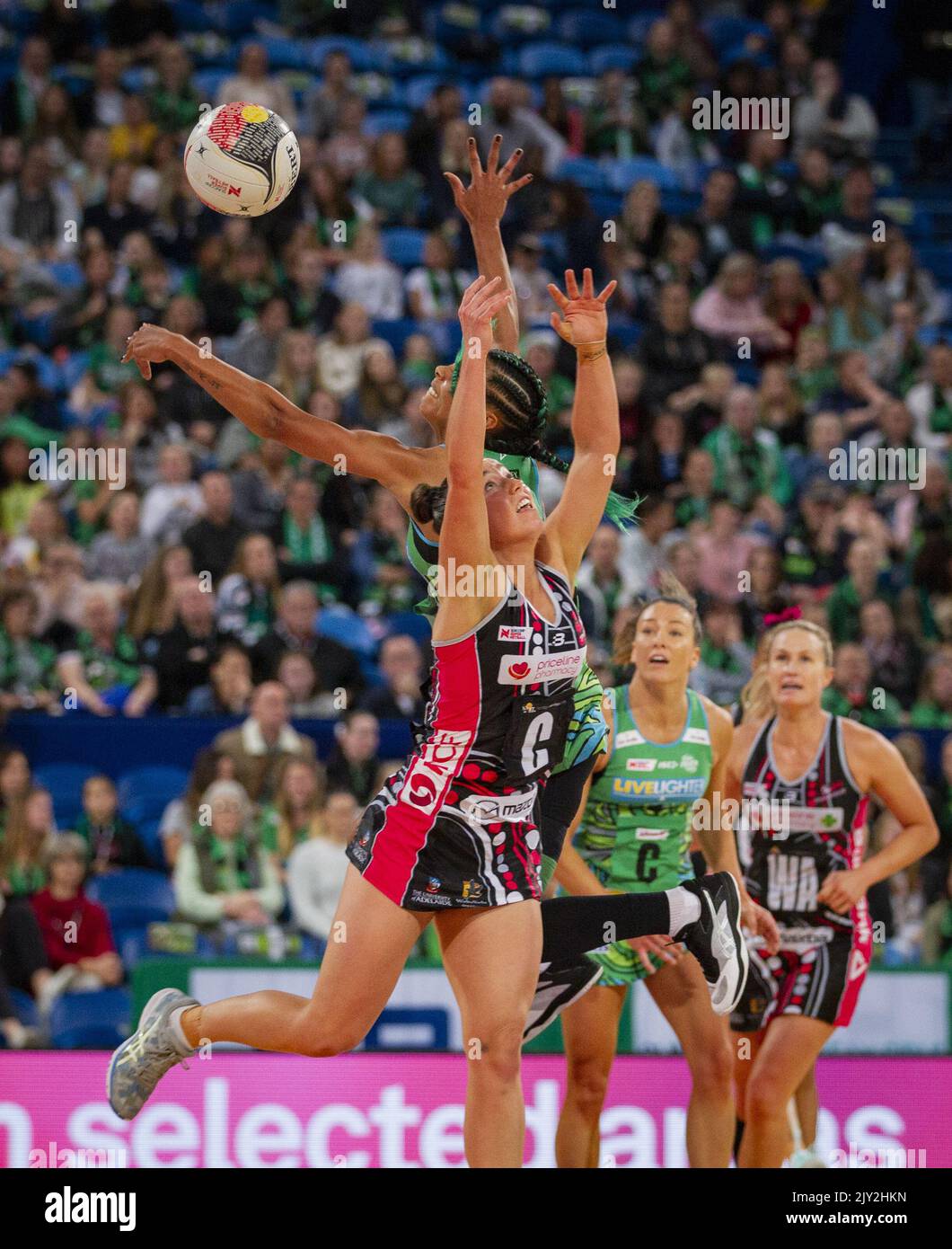 Hannah Petty of the Thunderbirds and Stacey Francis of the Fever during ...