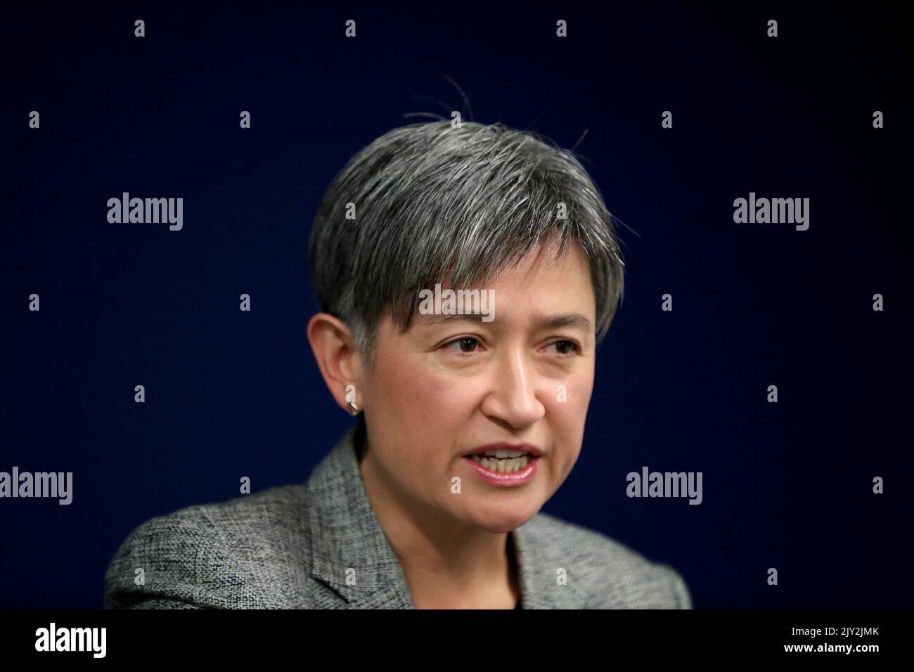 Senator Penny Wong during a press conference at her office in Adelaide ...