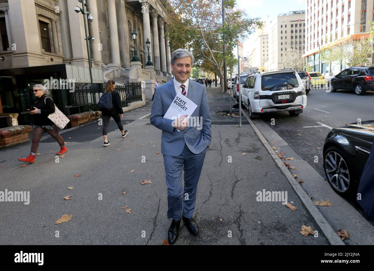 SA Treasurer Rob Lucas and Premier Steven Marshall leave Parliament ...