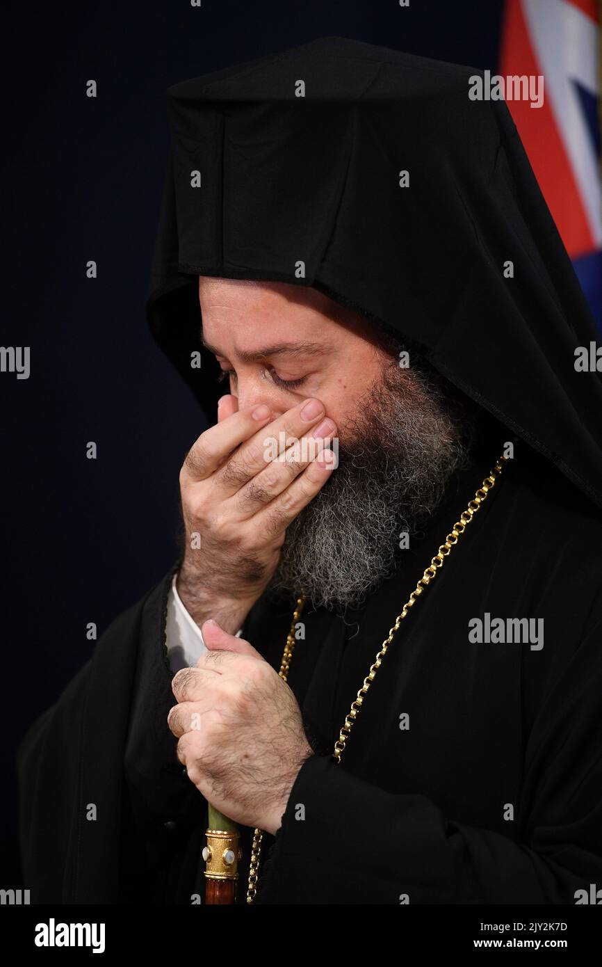 New Greek Orthodox leader Archbishop Makarios addresses media after ...