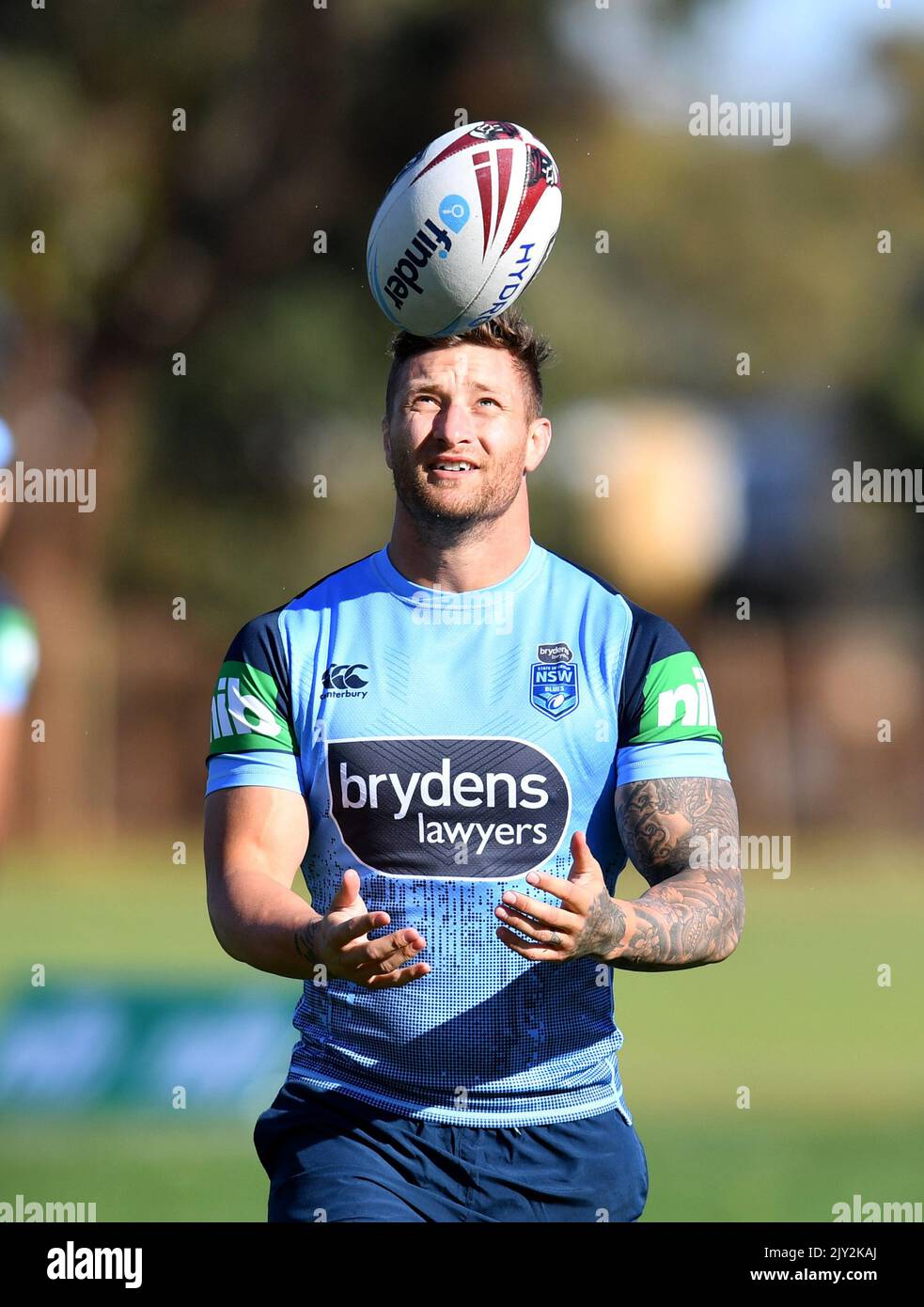 Tariq Sims of the New South Wales Blues State of Origin team is seen ...