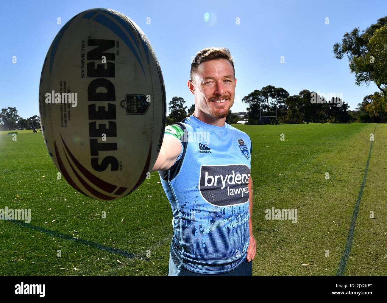 Damien Cook of the New South Wales Blues State of Origin team poses for ...
