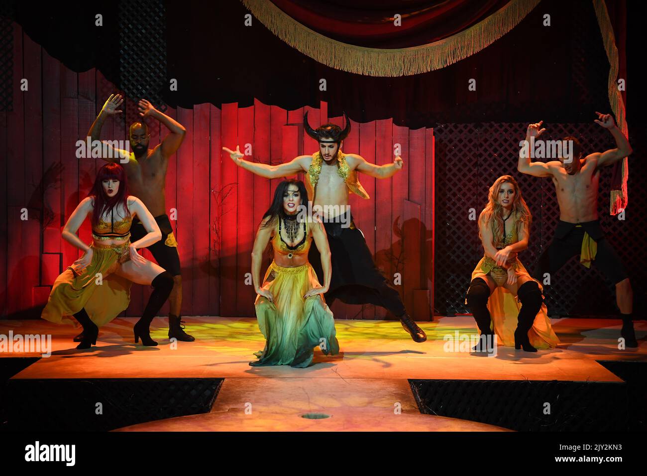 Cast members perform a scene from the burlesque dance show Matador at ...