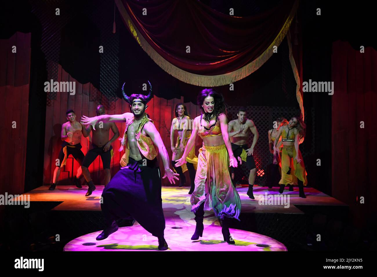 Cast members perform a scene from the burlesque dance show Matador at ...