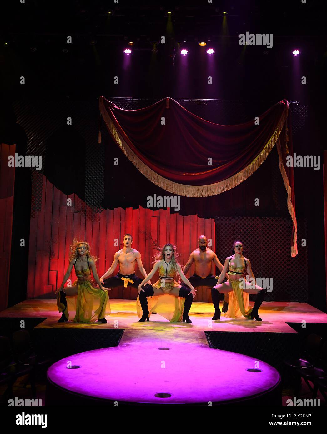 Cast members perform a scene from the burlesque dance show Matador at ...