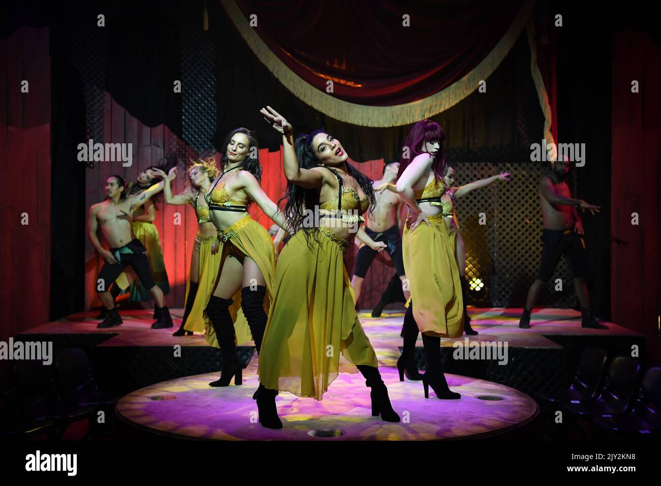 Cast members perform a scene from the burlesque dance show Matador at ...