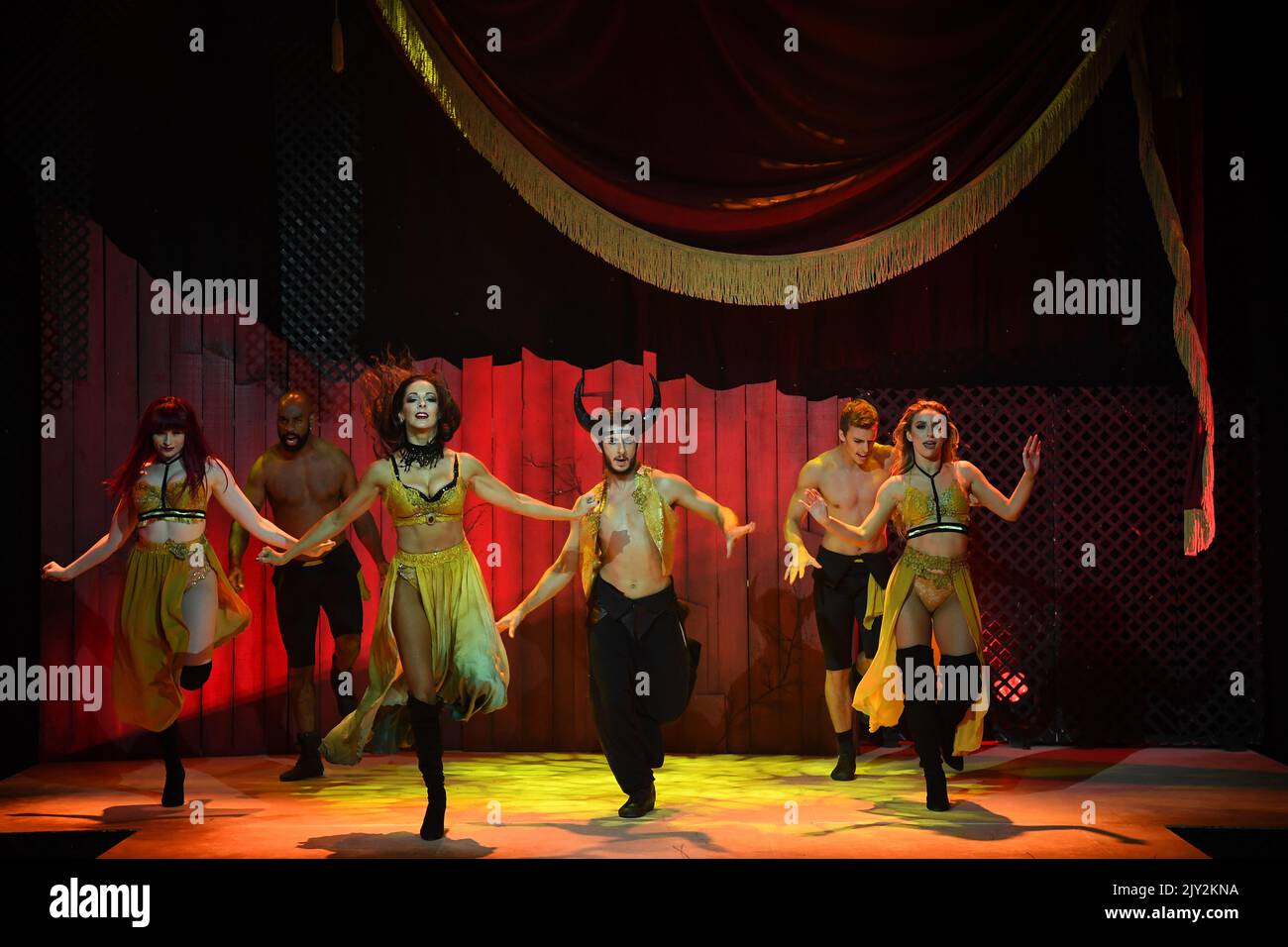 Cast members perform a scene from the burlesque dance show Matador at ...