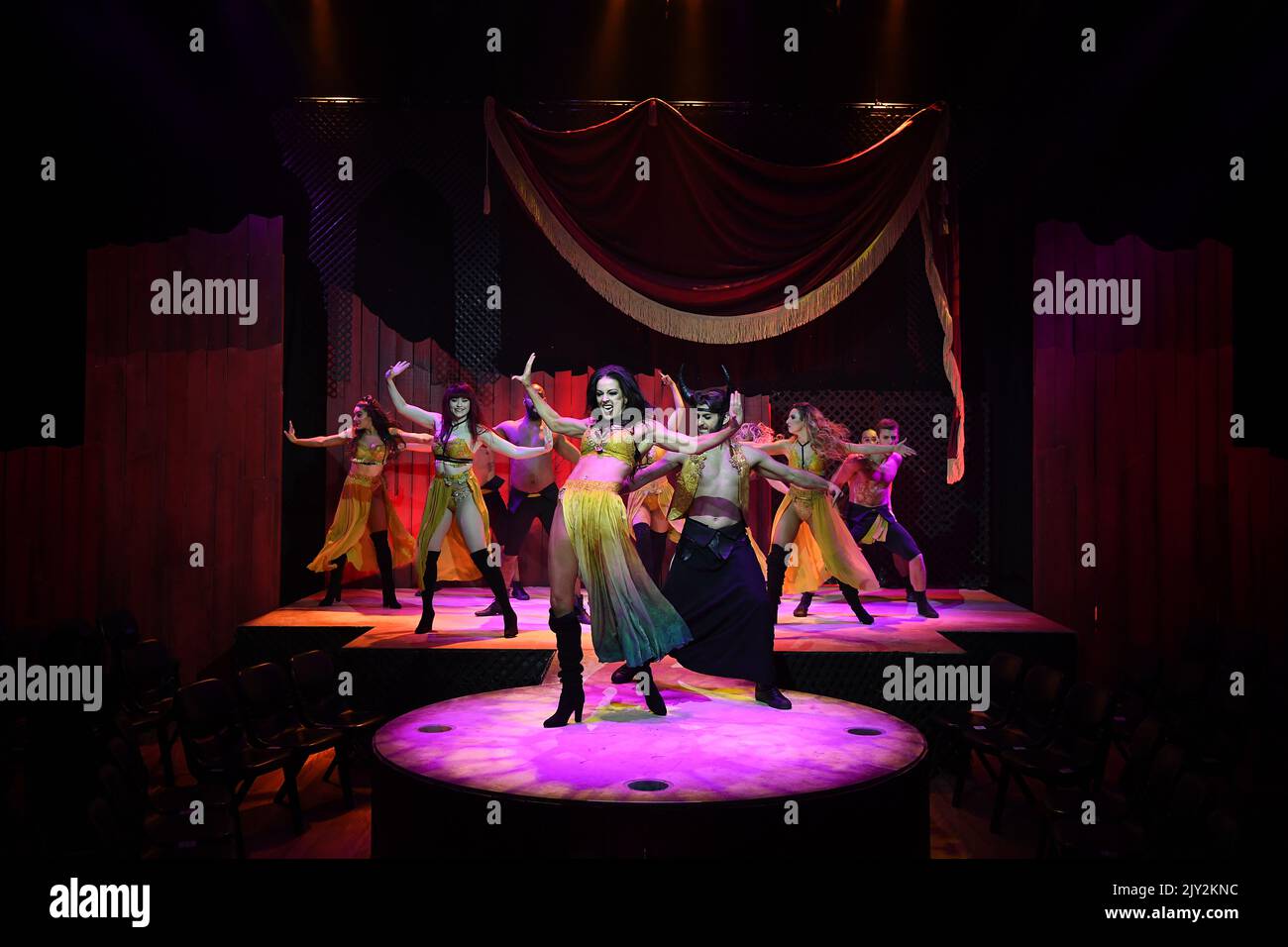 Cast members perform a scene from the burlesque dance show Matador at ...