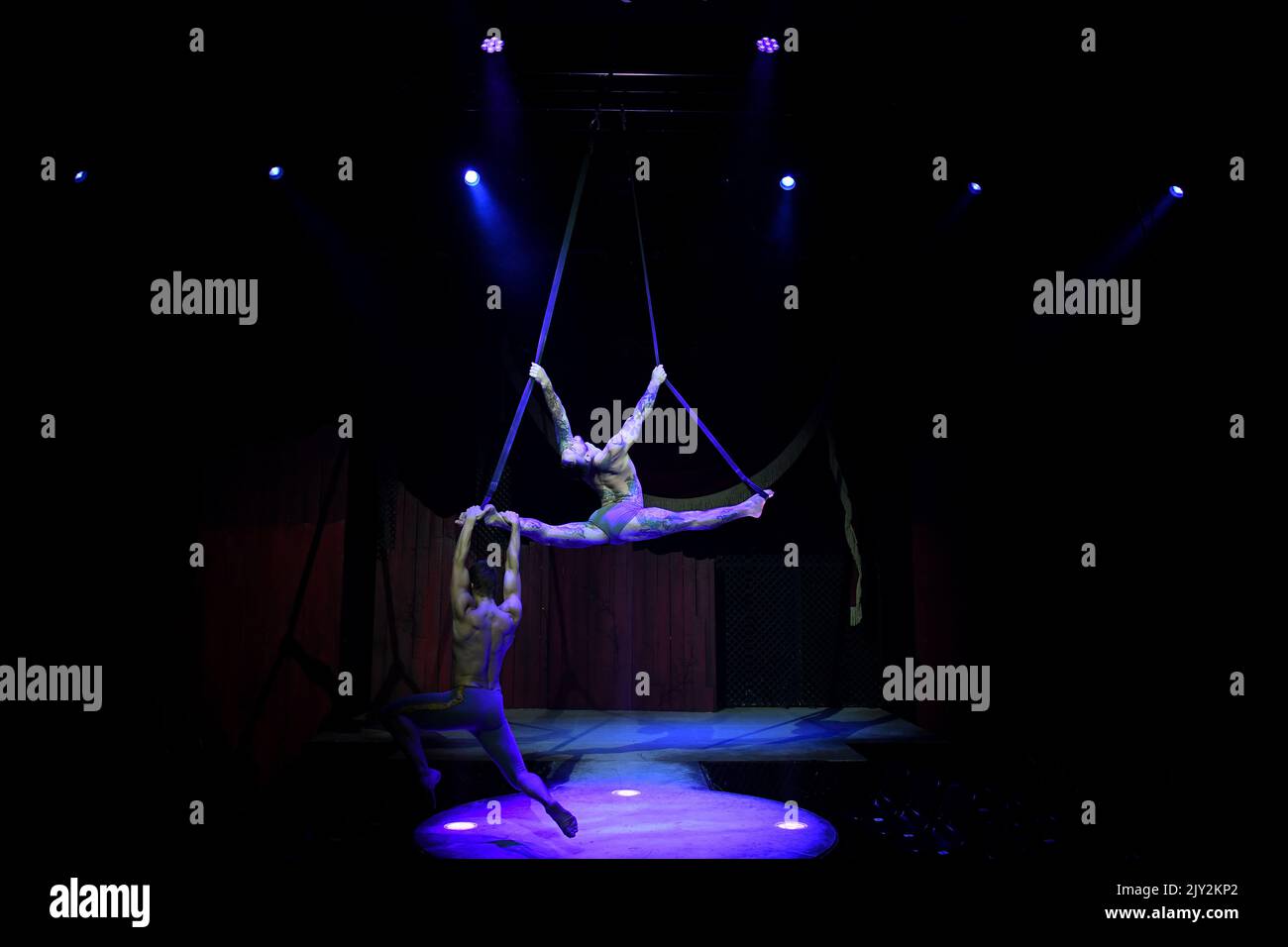 Cast members perform a scene from the burlesque dance show Matador at ...