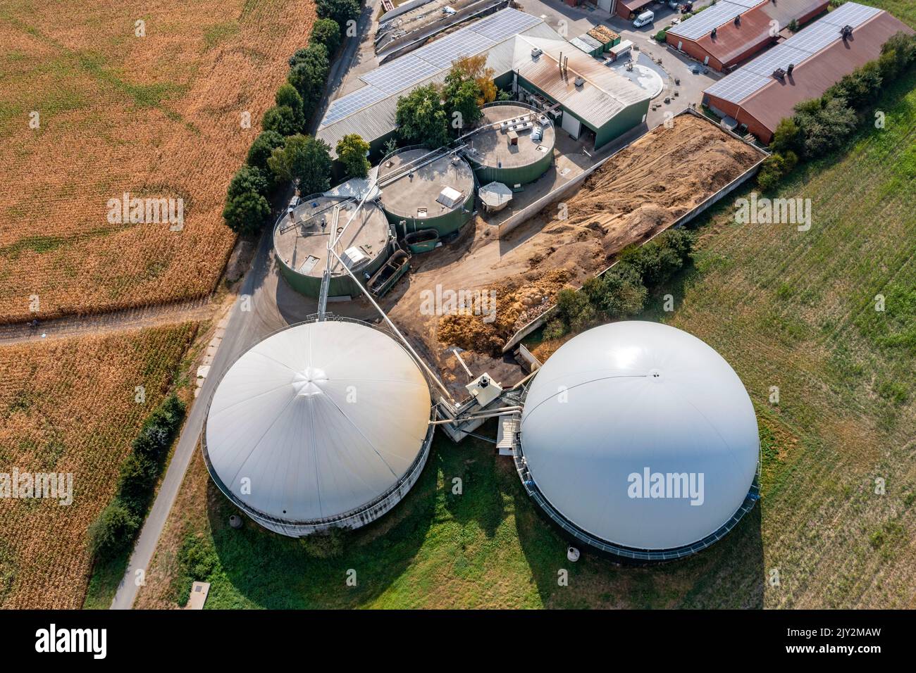Biogas plant, gas storage, with dome, fermenter Tanks for the ...