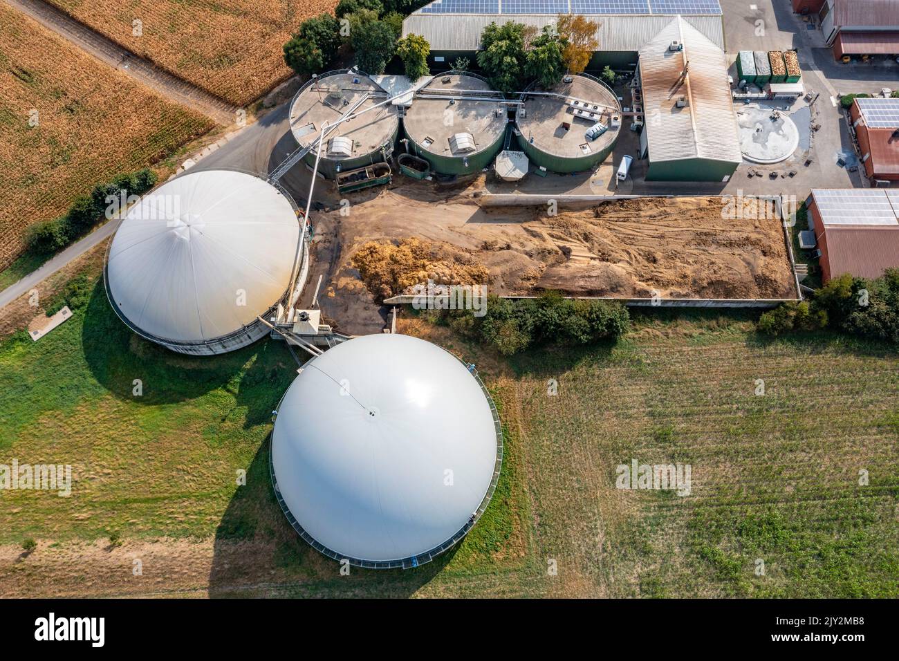 Biogas plant, gas storage, with dome, fermenter Tanks for the ...