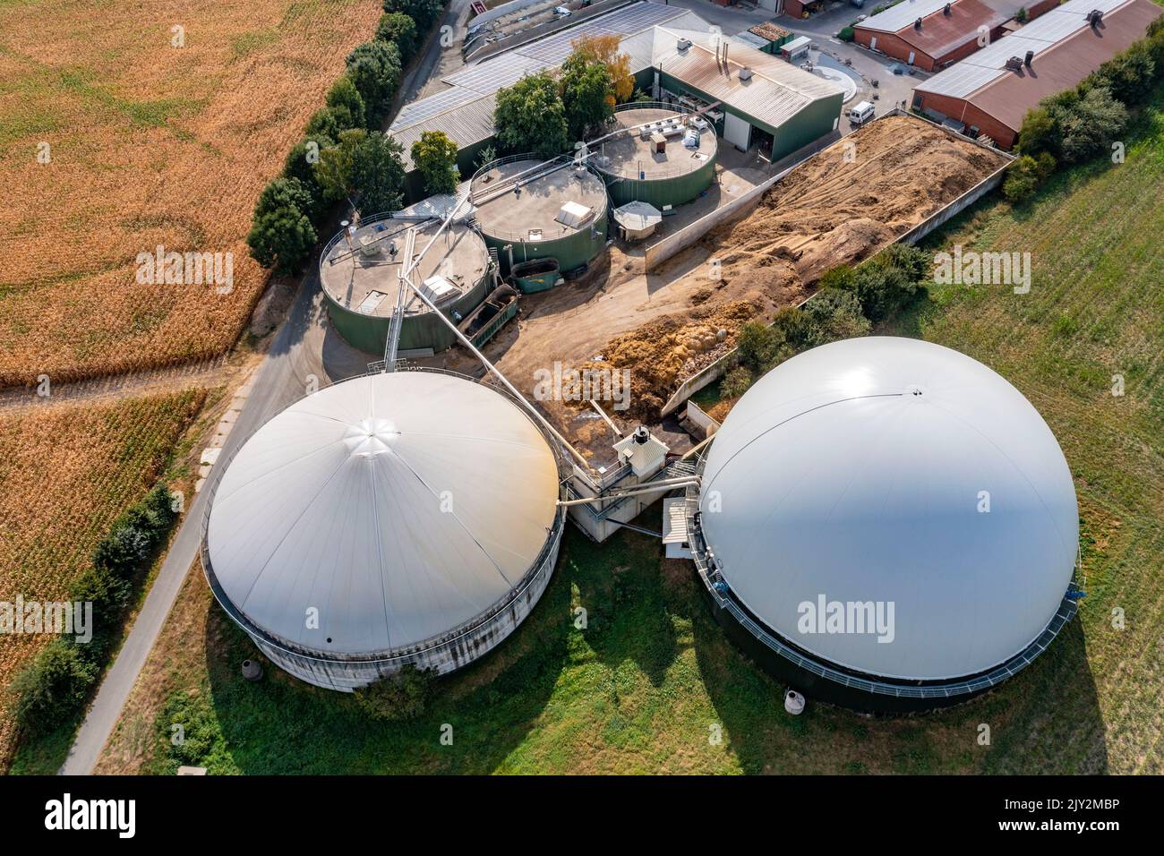 Biogas plant, gas storage, with dome, fermenter Tanks for the ...