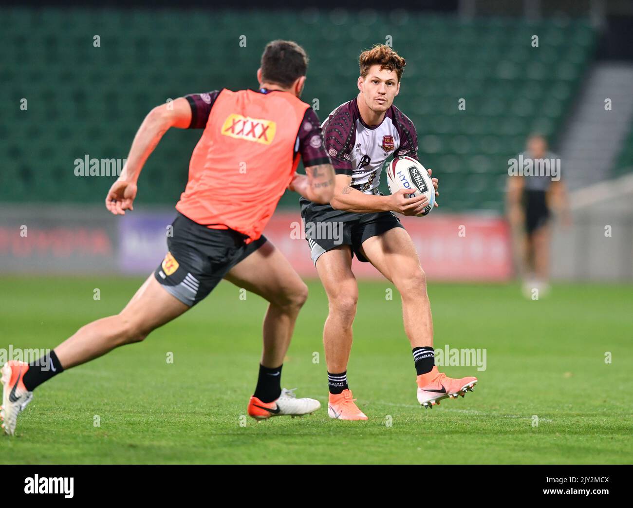 Kalyn Ponga (right) of the Queensland State of Origin team is seen ...