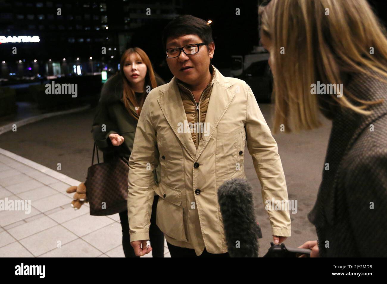 Property investor Jeffrey Jin, is seen entering a Mascot Towers owners meeting at the Sydney ...