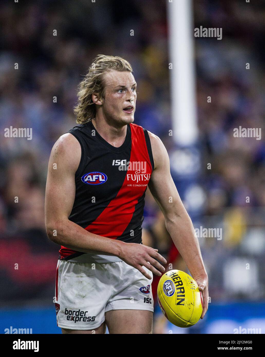 Mason Redman of the Bombers during the Round 14 AFL match between the ...