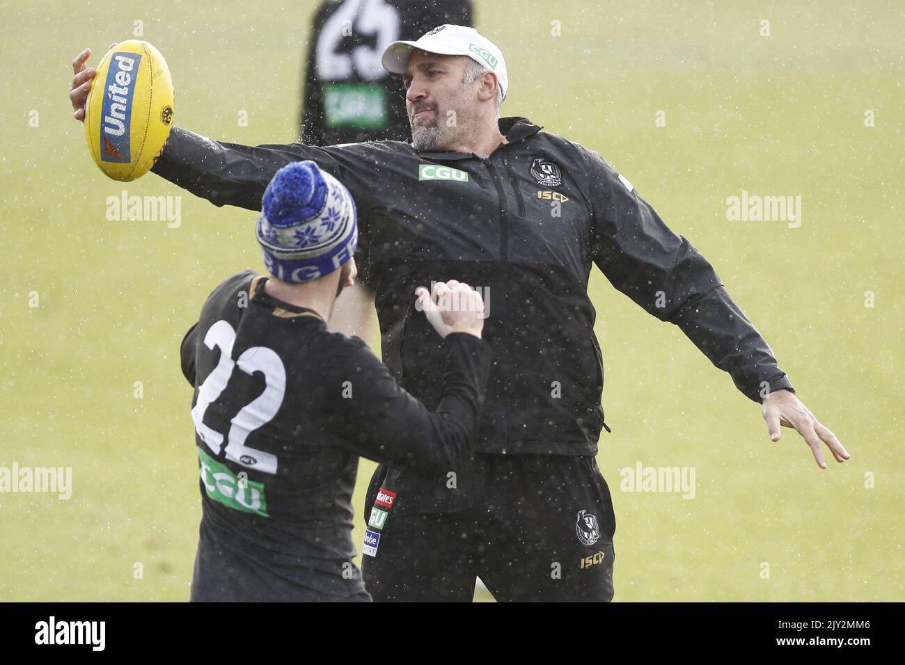 Magpies assistant coach Anthony Rocca is seen during a Collingwood ...