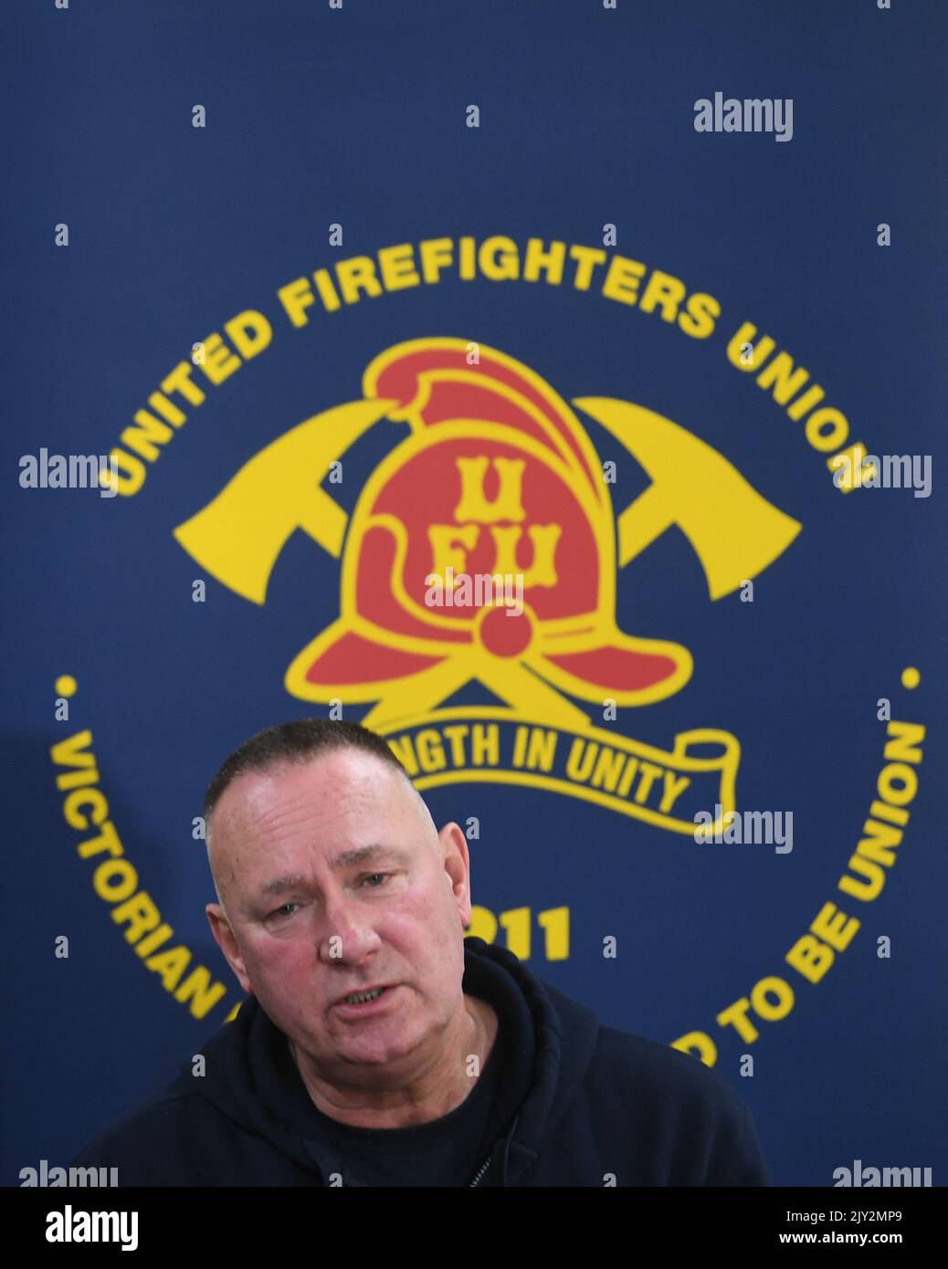 Uinited Firfighters Union chief Peter Marshall is seen the the union's ...