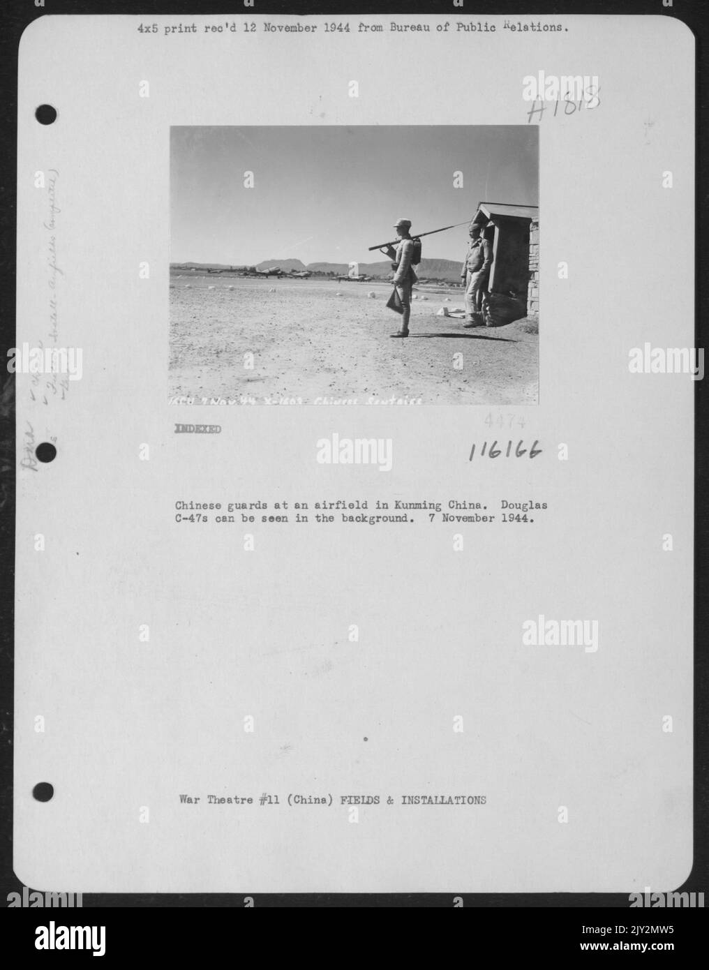 Chinese Guards At An Airfield In Kunming, China. Douglas C-47 Can Be ...