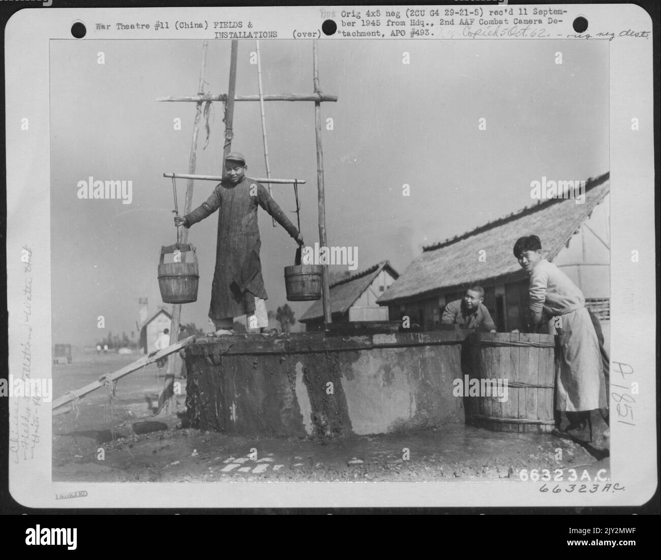 Chinese Coolies Getting Water From A Well At An Advanced Boeing B-29 ...