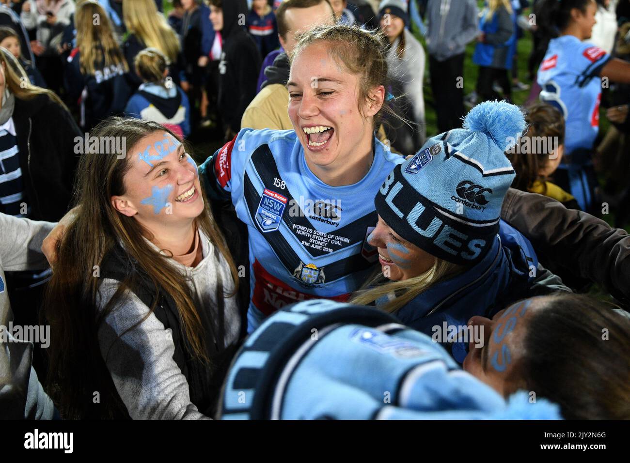 Kezie Apps of NSW celebrates with supporters following their win over ...