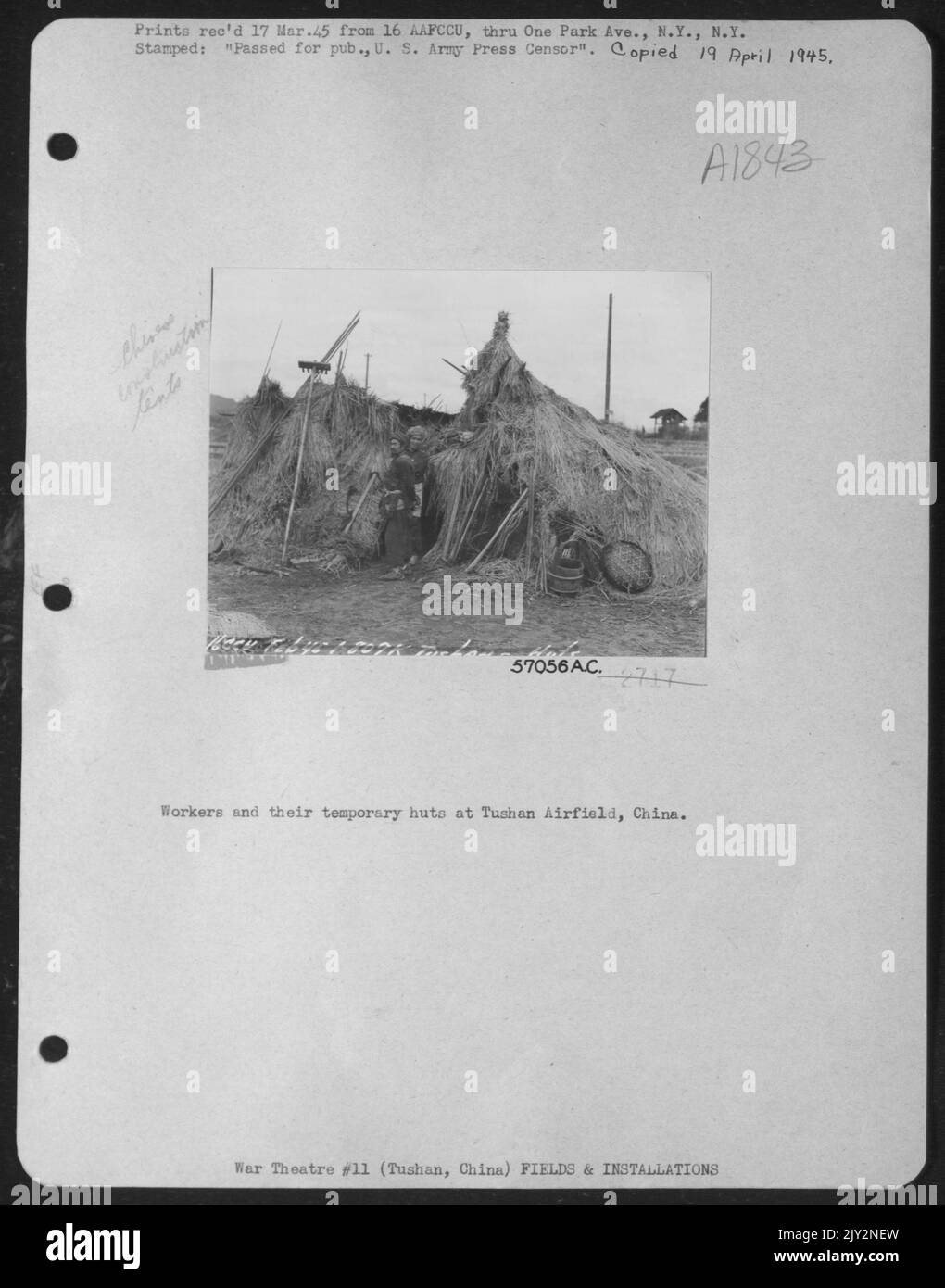 Workers And Their Temporary Huts At Tushan Airfield, China Stock Photo ...