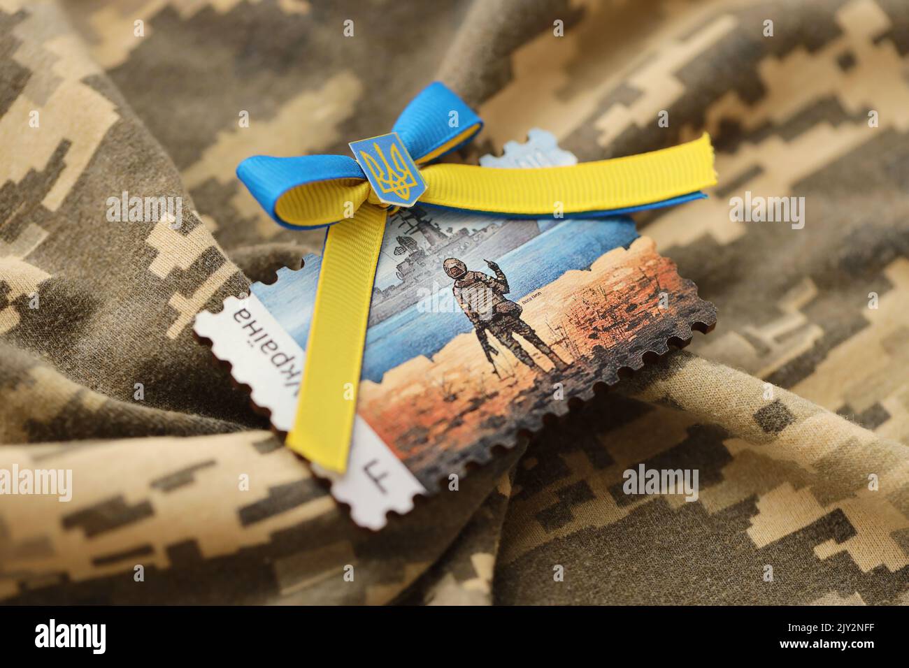 TERNOPIL, UKRAINE - SEPTEMBER 2, 2022 Famous Ukrainian postmark with ...