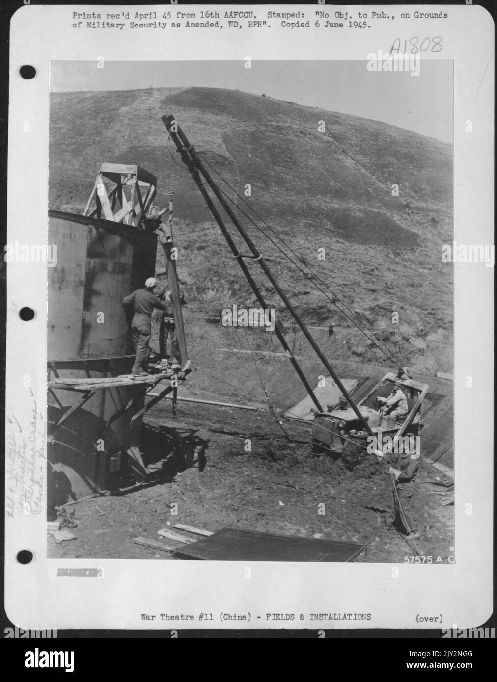 Caterpillar Tractor, With Boom, Hoisting A Side Plate Into Position, In ...