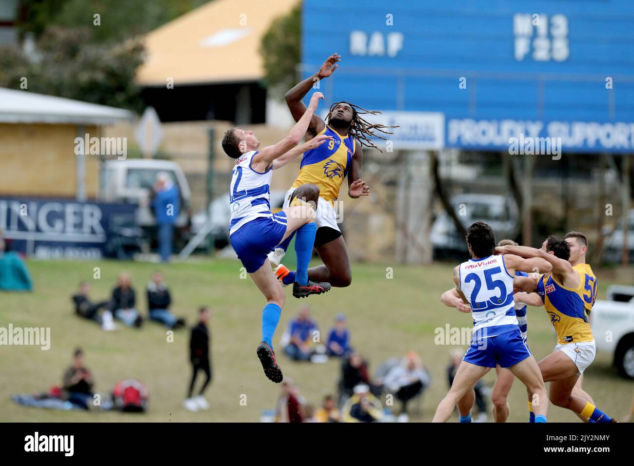 West Coast Eagles ruckman Nic Naitanui (right) is seen in action for ...