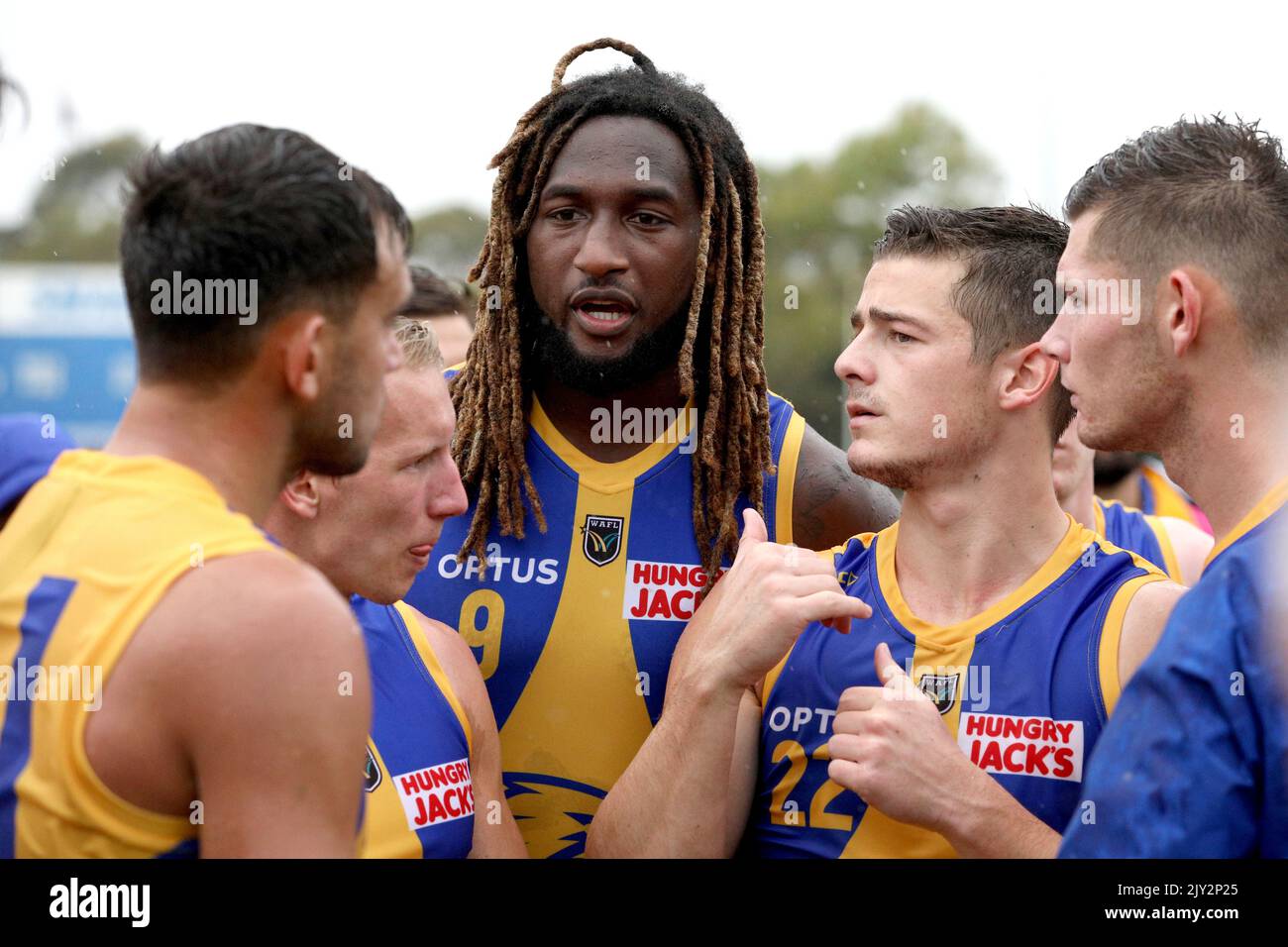 West Coast Eagles ruckman Nic Naitanui is seen at half time for the ...