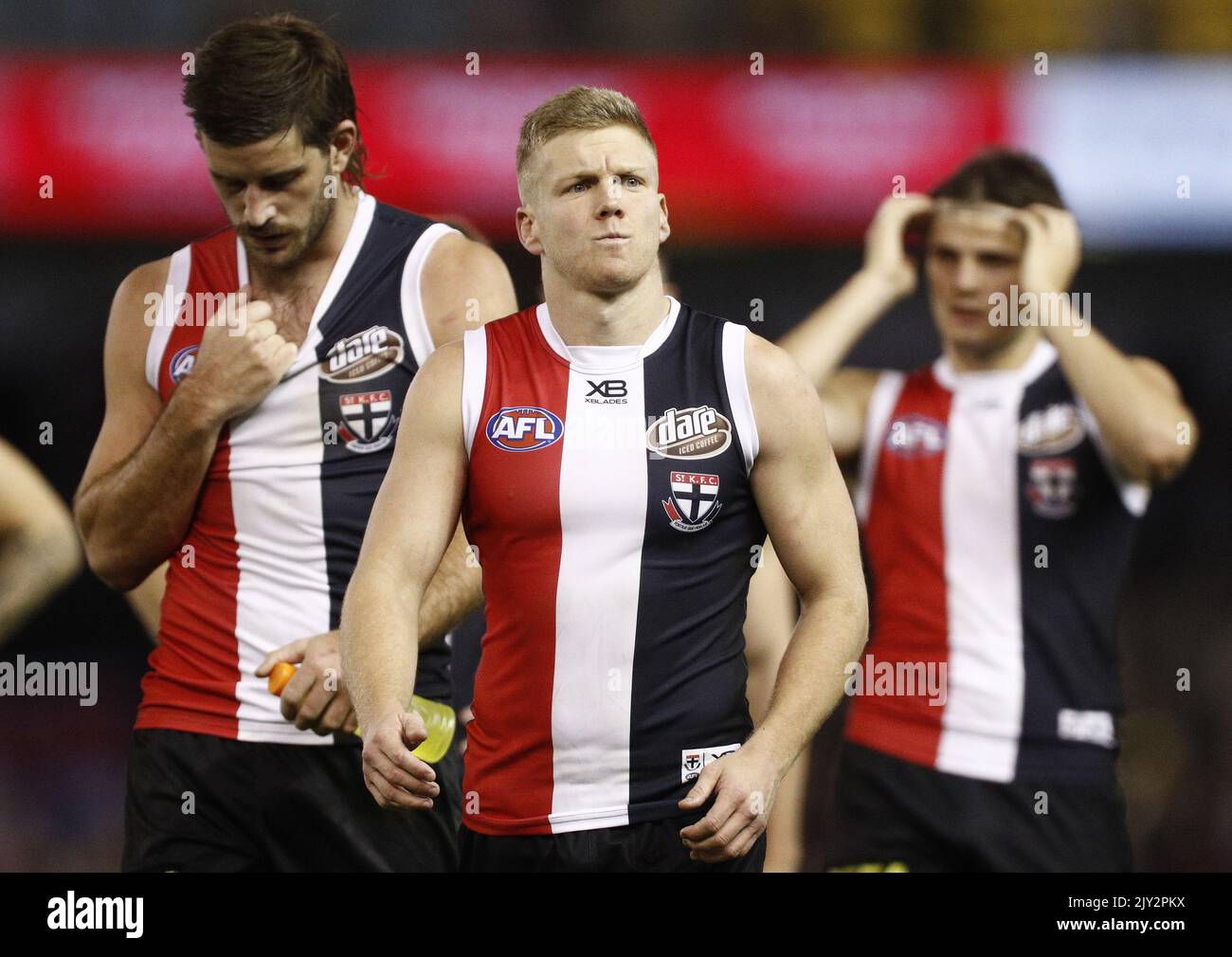 Dan Hannebery of the Saints looks dejected after the Round 14 AFL match ...