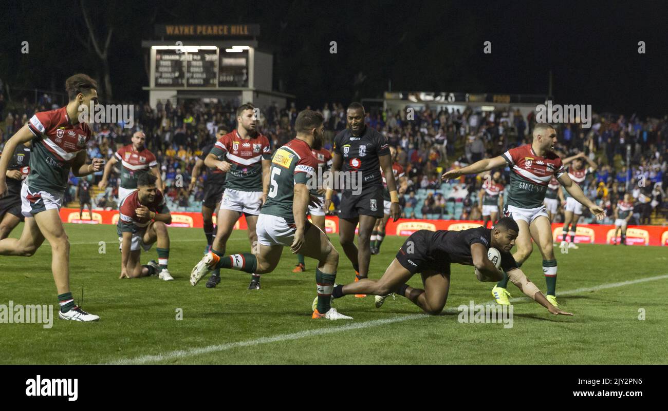 Joe Lovodua of Fiji scores during the Pacific Test Invitational match ...