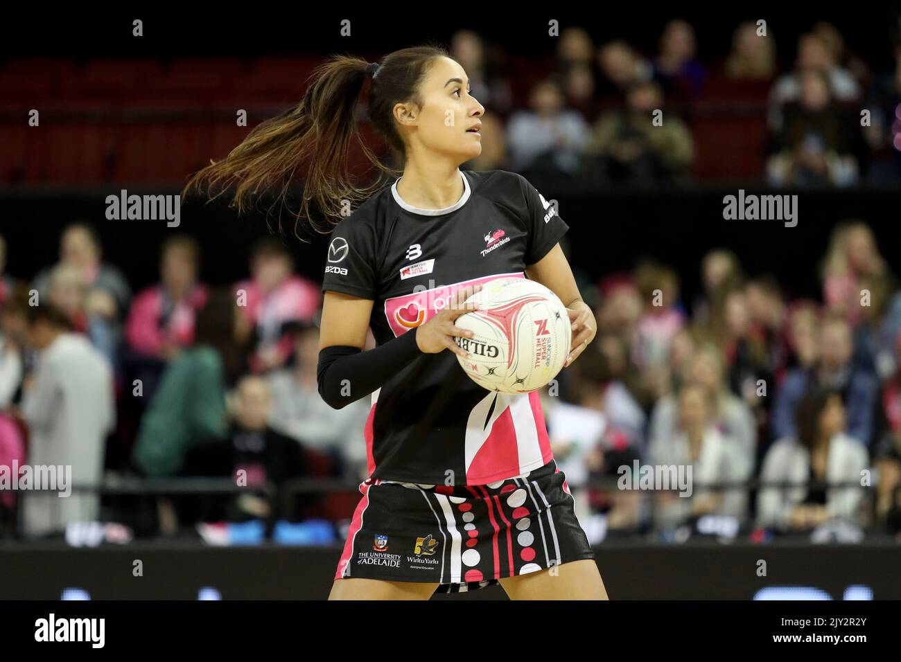 Maria Folau of the Thunderbirds warms up during the Round 9 Super ...