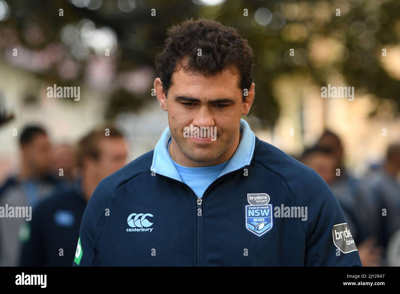 NSW Blues player Dale Finucane takes part in a team walk ahead of Game ...