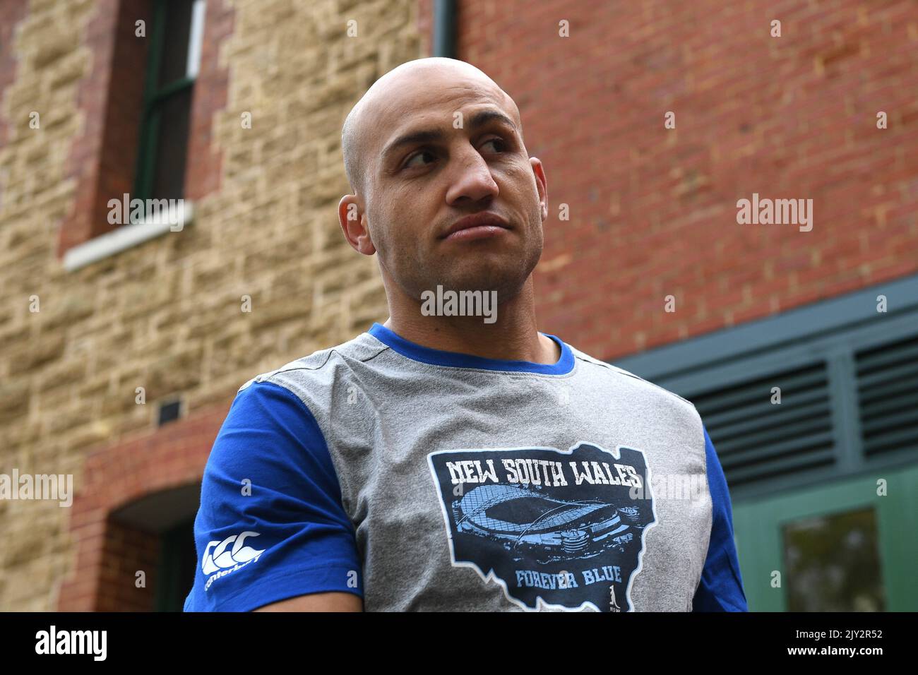 NSW Blues player Blake Ferguson takes part in a team walk ahead of Game ...