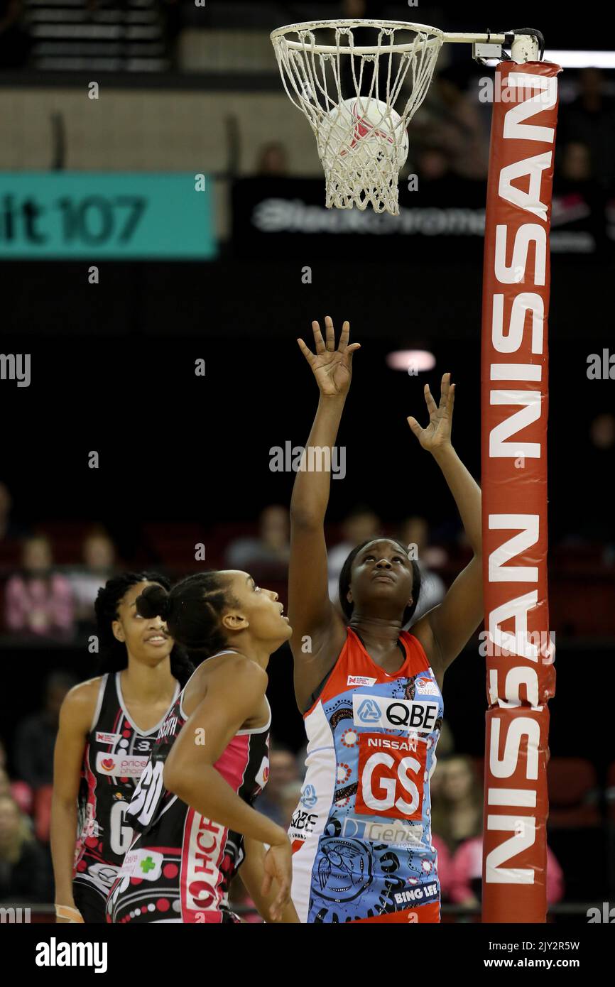 Sam Wallace of the Swifts shoots for goal during the Round 9 Super ...