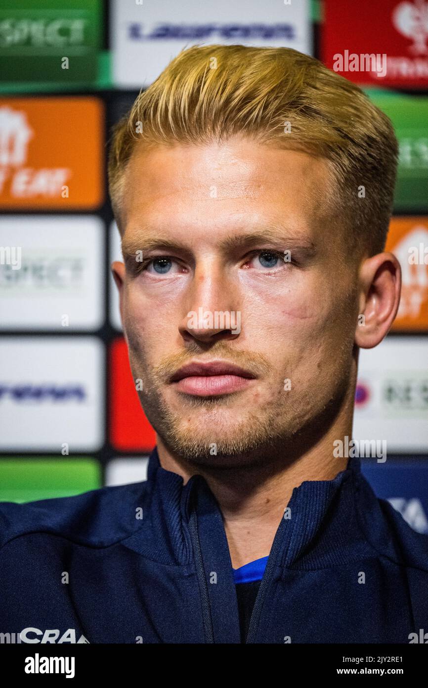 Gent's Andreas Hanche-Olsen pictured during a press conference of ...