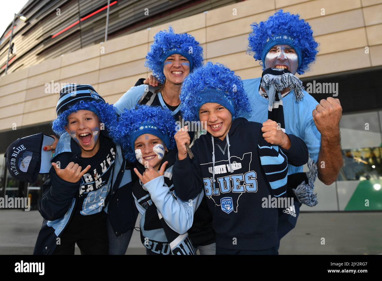 Neil and Kim Spicer and their children Max, Ruby and Alfie pose for a ...