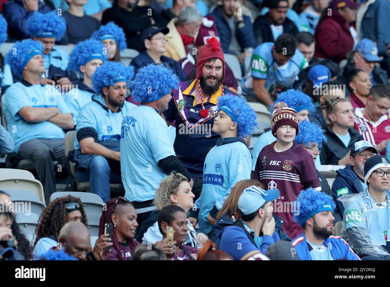 Maroons and Blues fans are seen before Game 2 of the 2019 State of ...