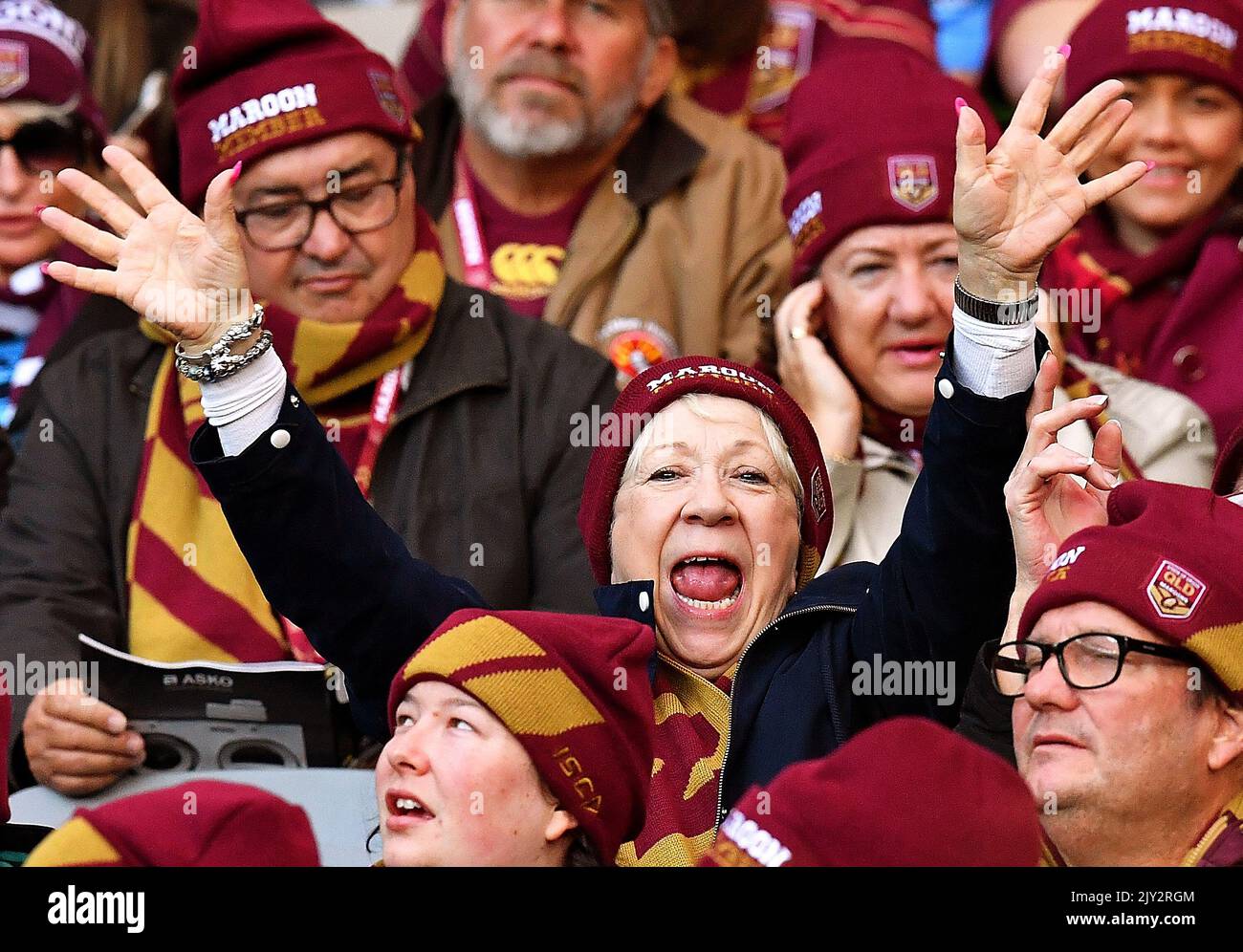 Maroons fans cheer ahead of Game 2 of the 2019 State of Origin series ...