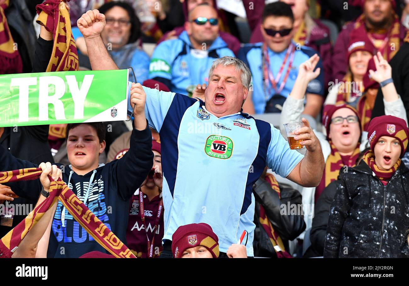 Blues fans cheer ahead of Game 2 of the 2019 State of Origin series ...