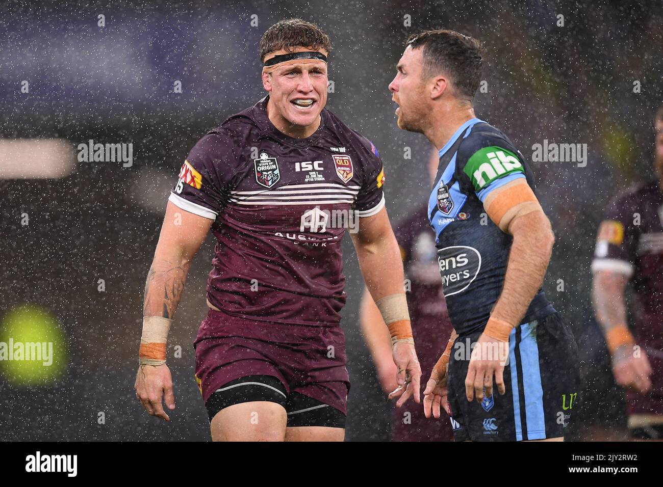 Jarrod Wallace of the Maroons reacts during Game 2 of the 2019 State of ...