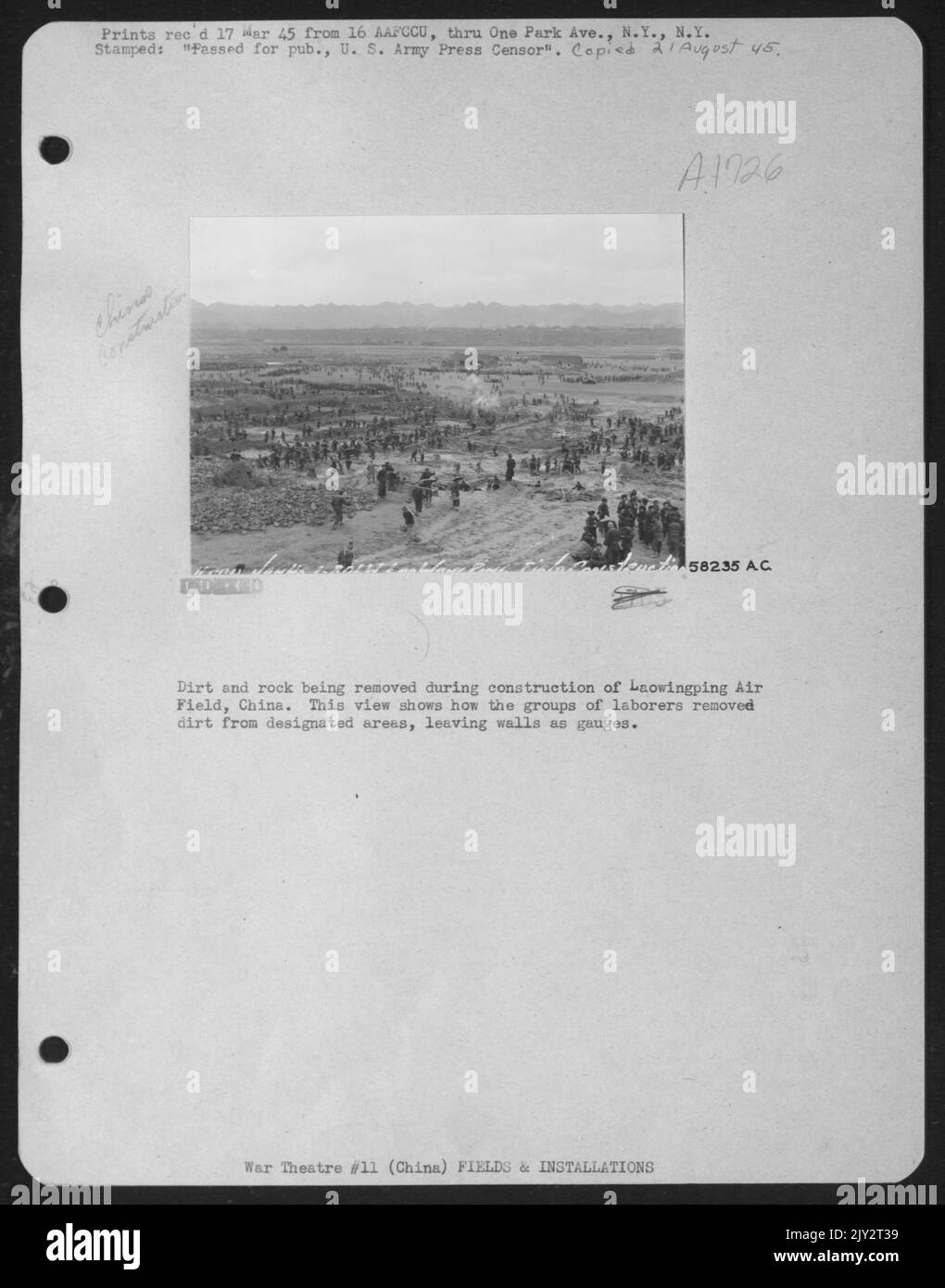 Dirt And Rock Being Removed During Construction Of Laowingping Air ...