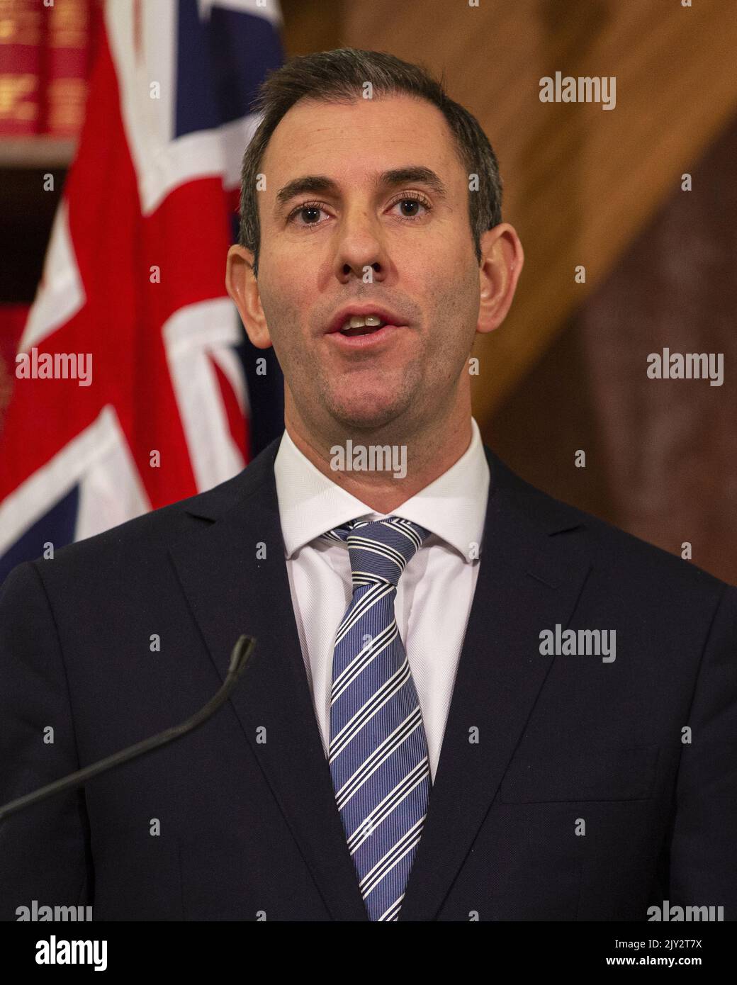 Shadow Treasurer Jim Chalmers speaks during the Labor Party cabinet ...