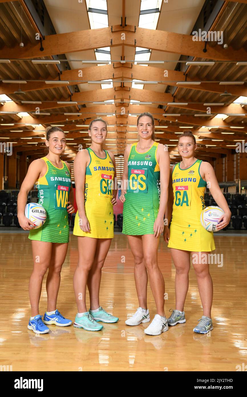 Diamonds players (L-R) Liz Watson, Courtney Bruce, Caitlin Bassett and ...