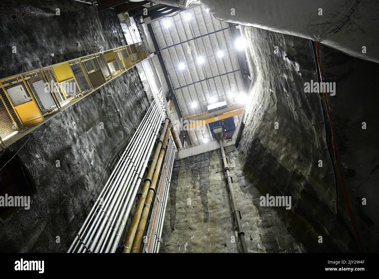 A shaft is seen at the new Barangaroo Metro Station Site in Sydney ...