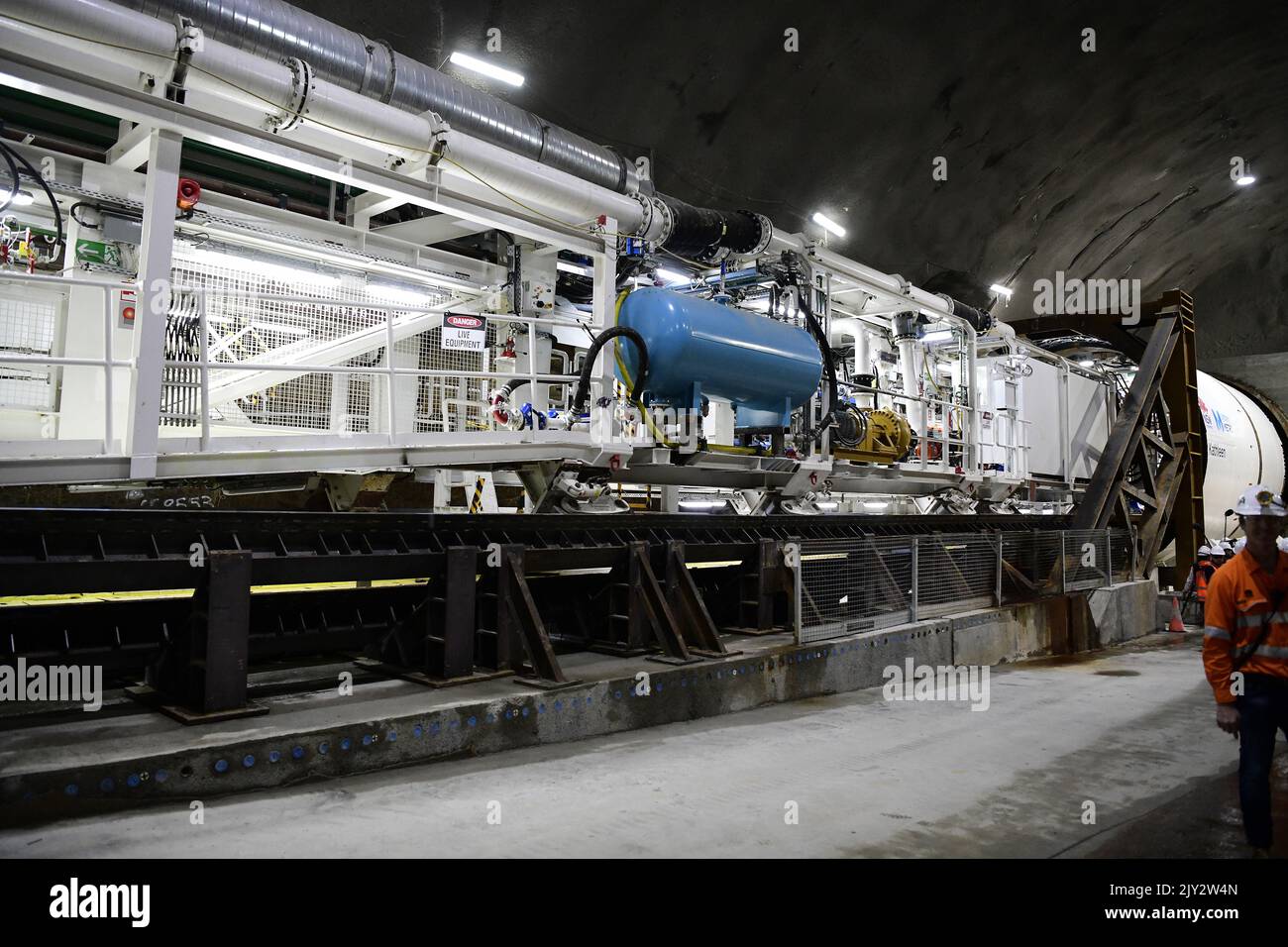 Construction equipment is seen at the new Barangaroo Metro Station Site ...