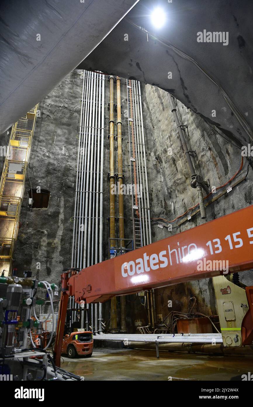 A shaft and construction equipment are seen at the new Barangaroo Metro ...