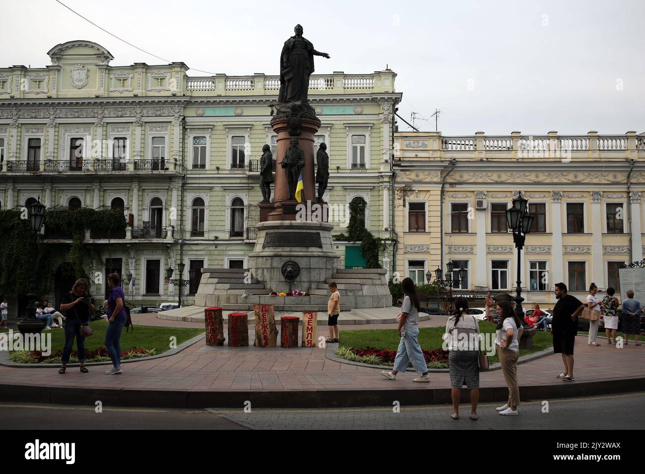 Odessa, Ukraine. 2nd Sep, 2022. People seen close to the monument to ...