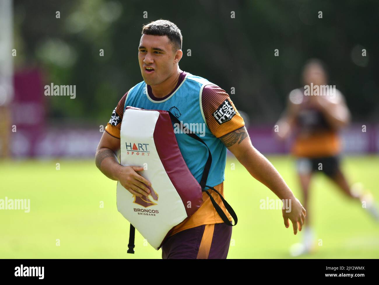 Jaydn Su'A is seen during Brisbane Broncos training at Clive Berghofer ...